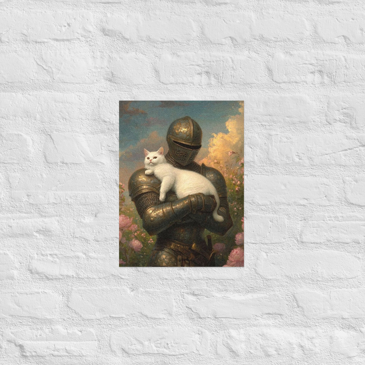 Cute Knight and Cat Medieval Knight core cottage core flower renaissan ...
